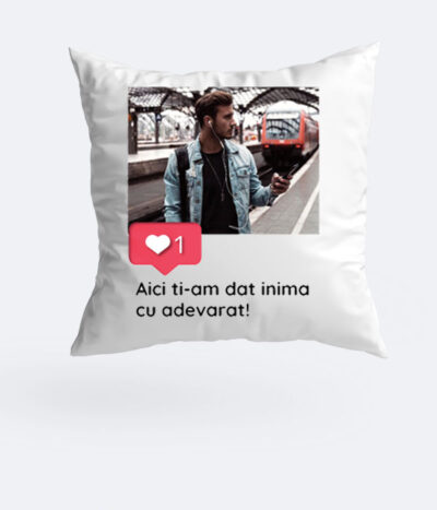 Perna personalizata cu o poza si text model instagram. Uniq-gift.ro