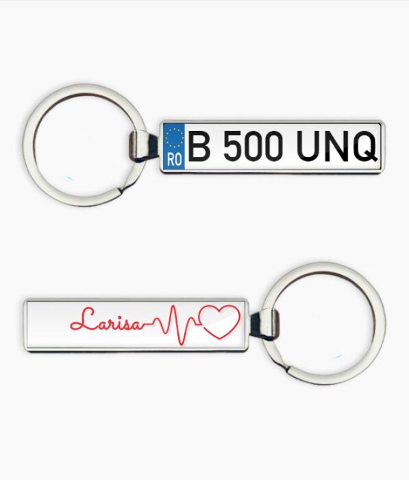 Breloc personalizat cu nr auto si numele - Comanda pe Uniq-gift.ro