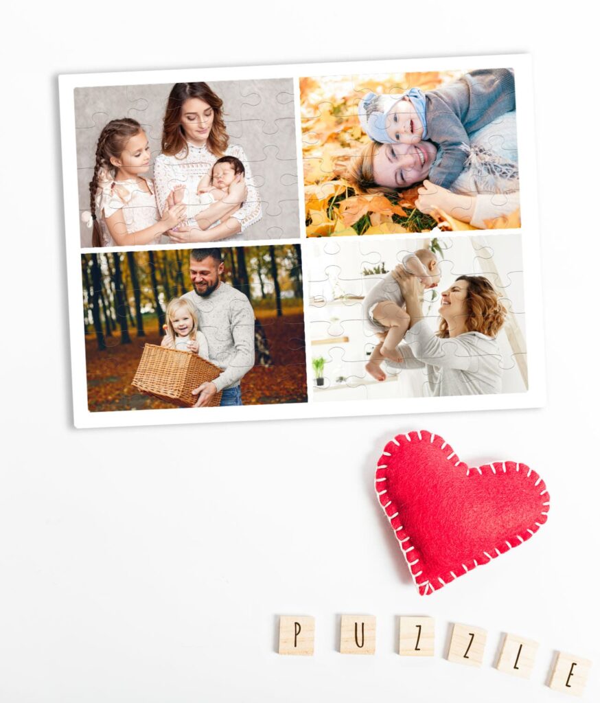 Puzzle din lemn personalizat cu 4 poze - Uniq-gift.ro