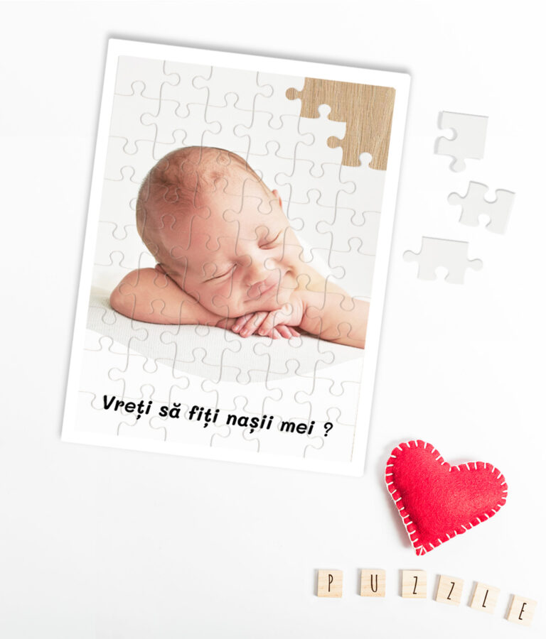 Puzzle personalizat cu o poza si mesaj Evrica - Uniq-gift.ro