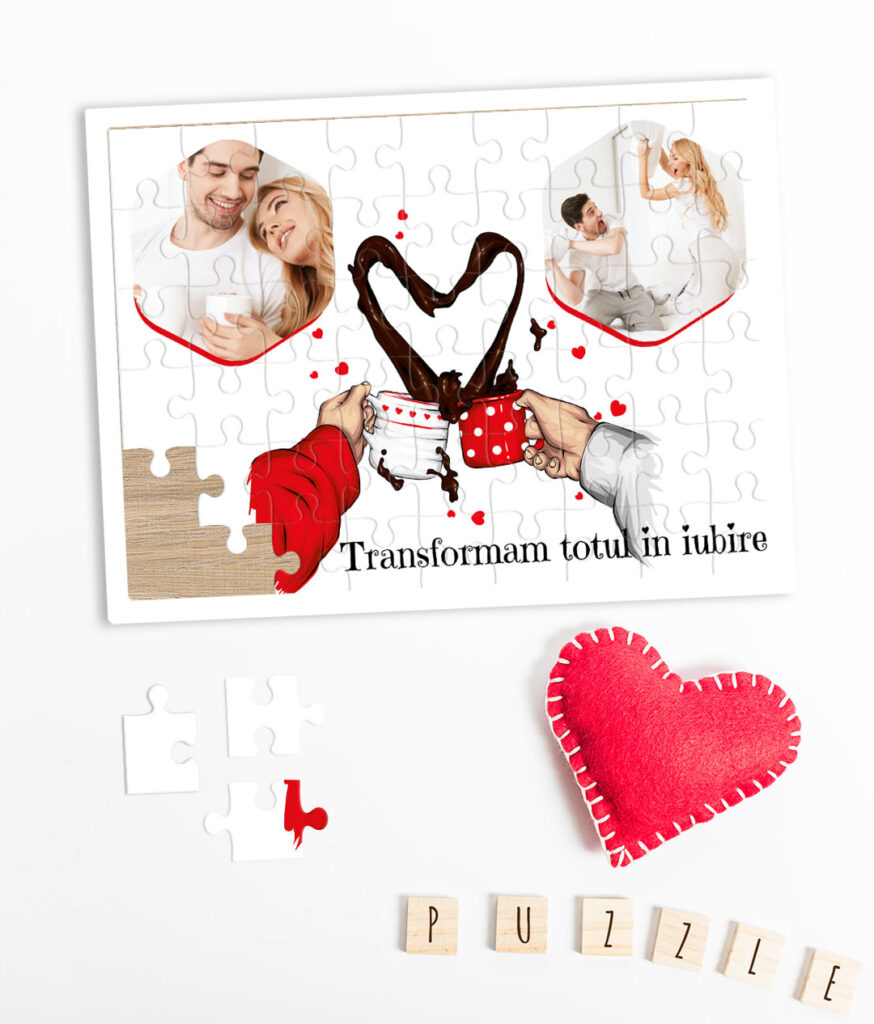 Puzzle personalizat cu 2 poze si mesaj Chocolate - Uniq-gift.ro