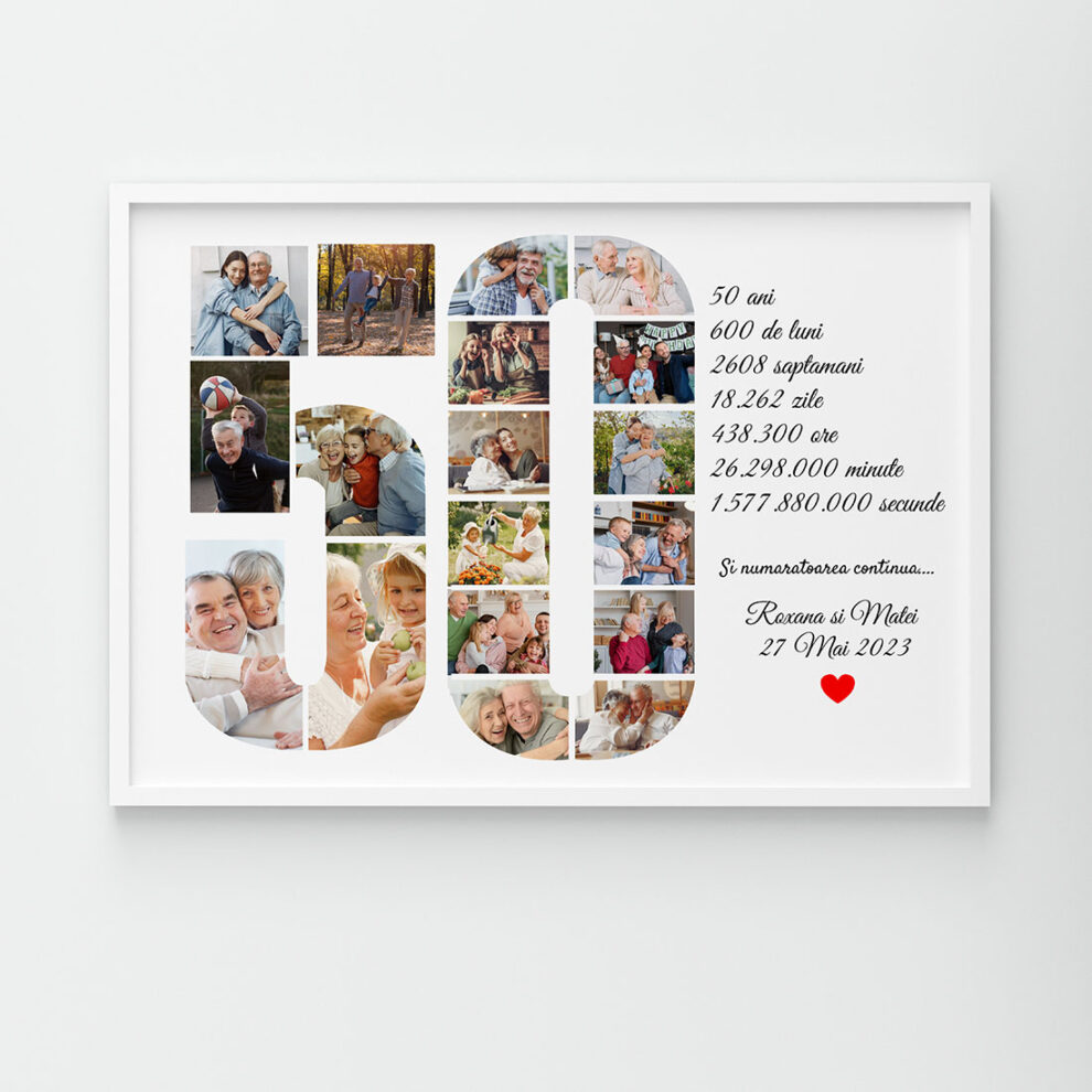 Tablou aniversare 50 ani personalizat Nunta de Aur - Uniq-gift.ro