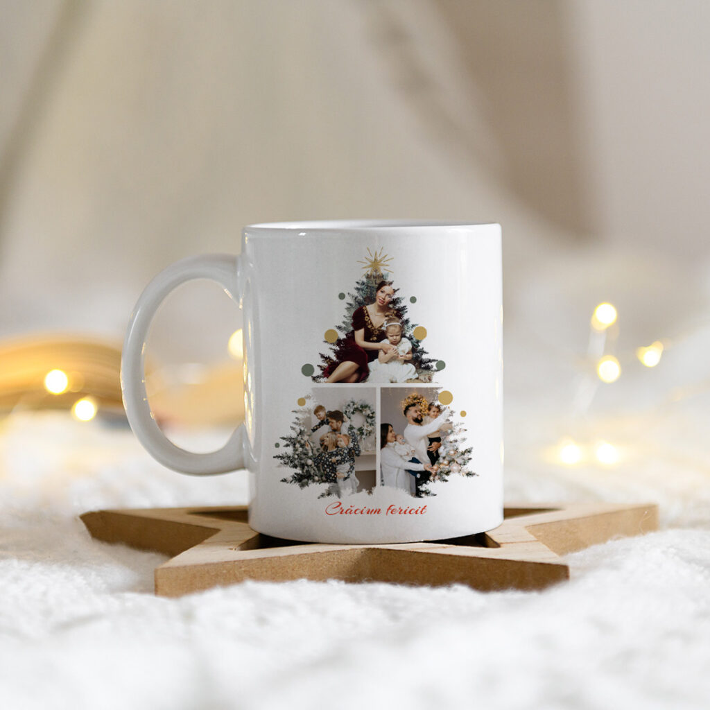 Perna personalizata cu 4 poze si mesaj. Personalizeaza Online Uniq-gift.ro