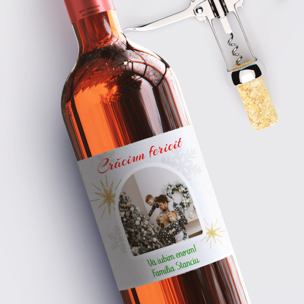 Sticlă de Vin sau Etichetă de Crăciun personalizată cu o poză - Uniq ...