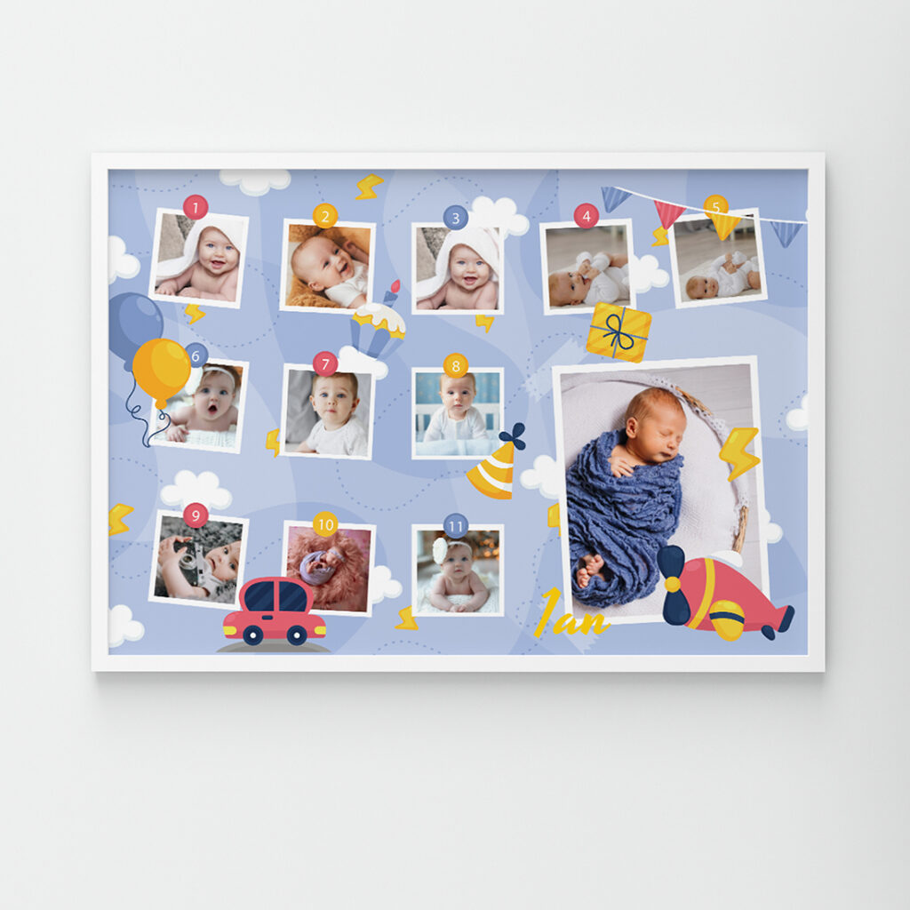 Tablou Nou Născut personalizat cu 12 poze - Uniq-gift.ro